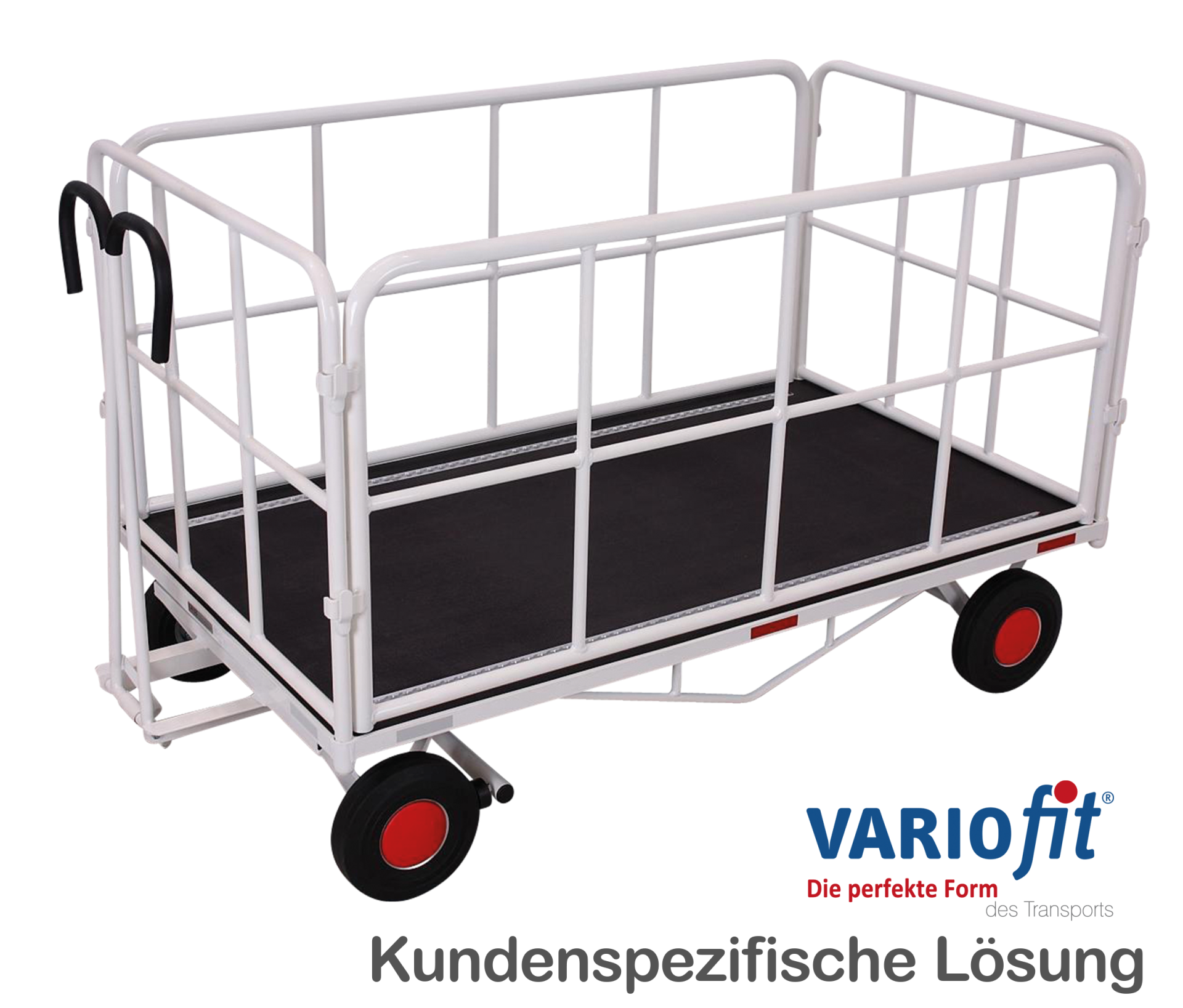 Remorque manuelle avec 4 ridelles en tube de acier | Vollgummi | 1540 x 740 | RAL 5010 | zu-45161