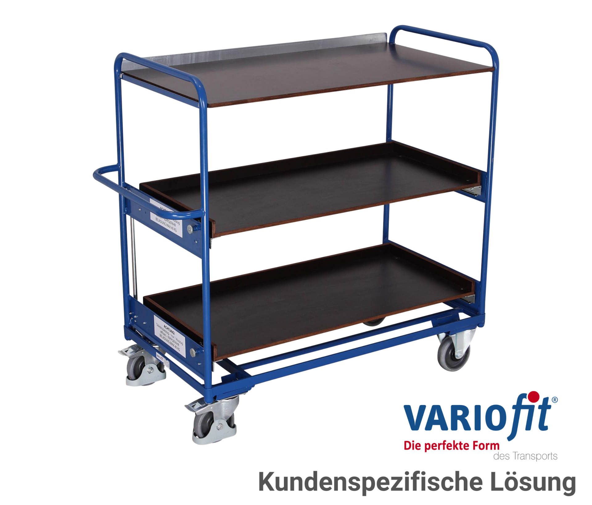 Chariot à 3 plateaux | 985 x 590 | RAL 5010 | sw-600.600